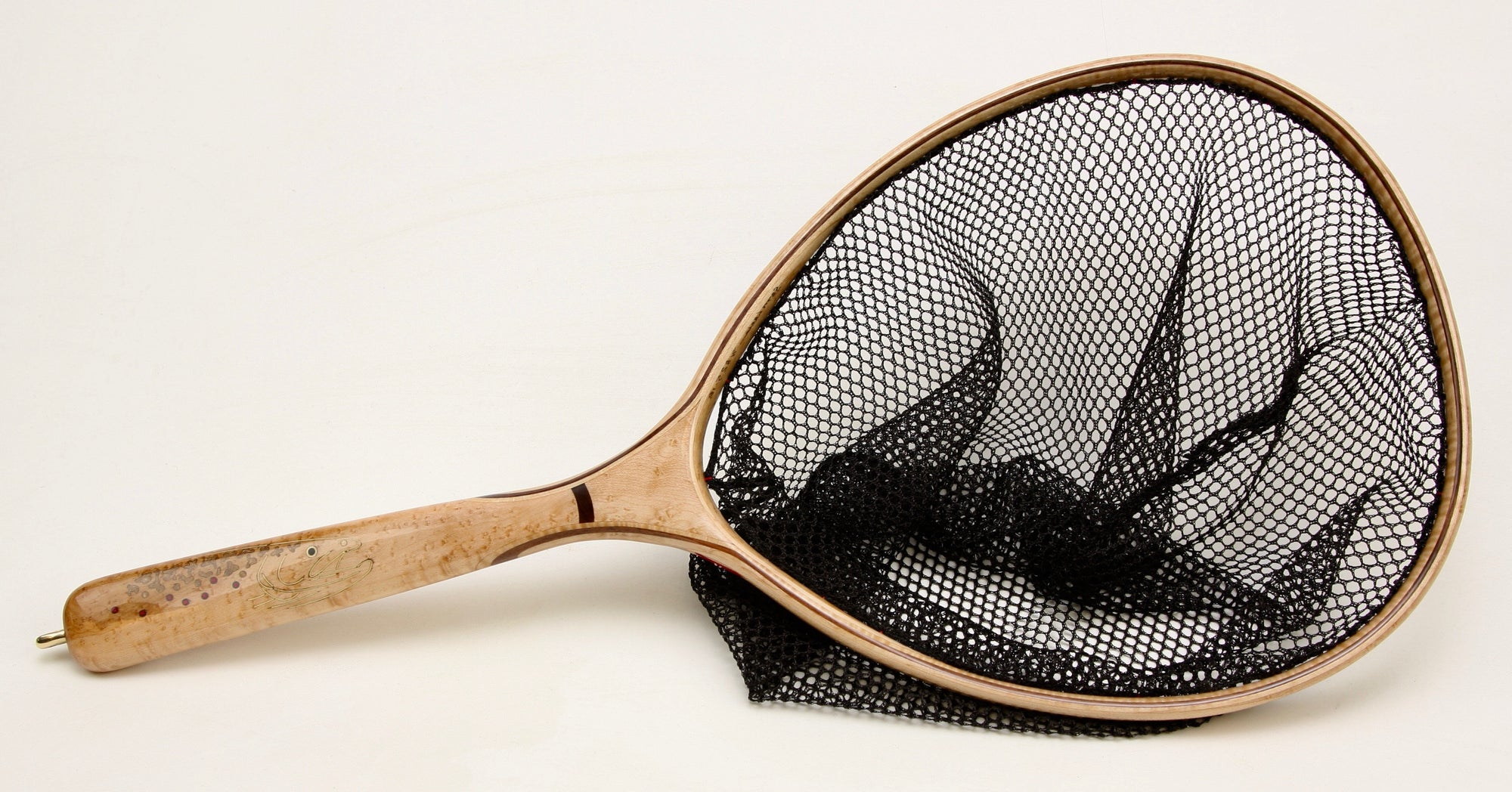 Custom Landing Net : Walnut and Maple with Brook Trout Brass Inlay ...