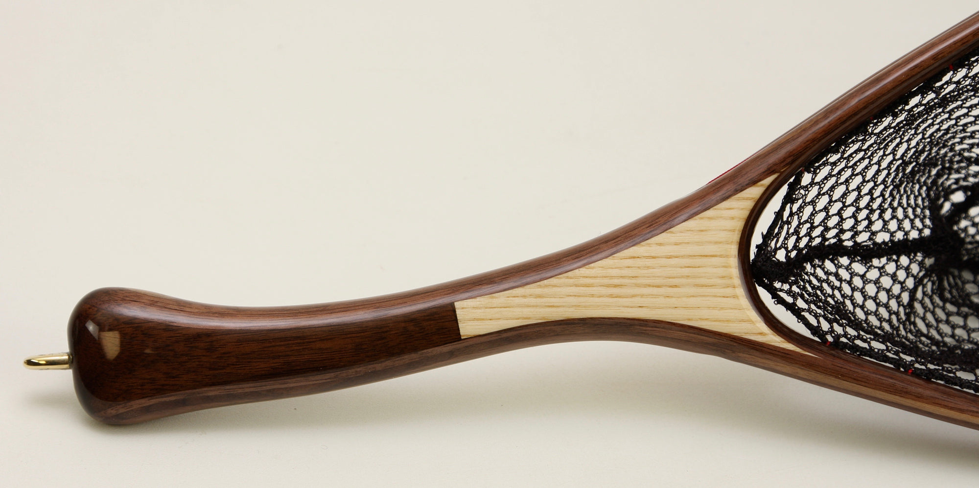 Custom wooden fly fishing net with curved handle and elongated hoop ...