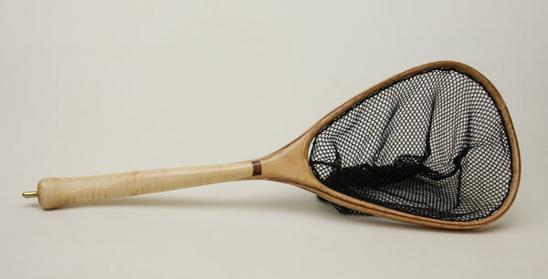 Small Tenkara style wooden landing net of curly Maple - Nets that Honor ...